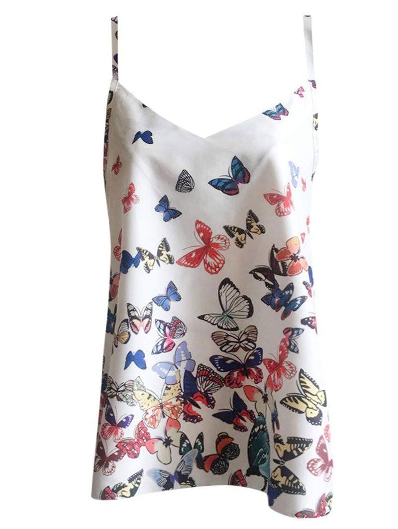[53% OFF] 2020 Random Butterfly Print Cami Top In WHITE | DressLily