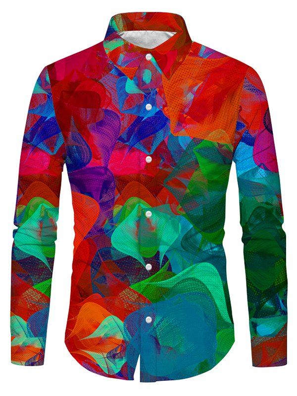 [32% OFF] 2021 Color Lump Design Long Sleeves Shirt In Multicolor A ...