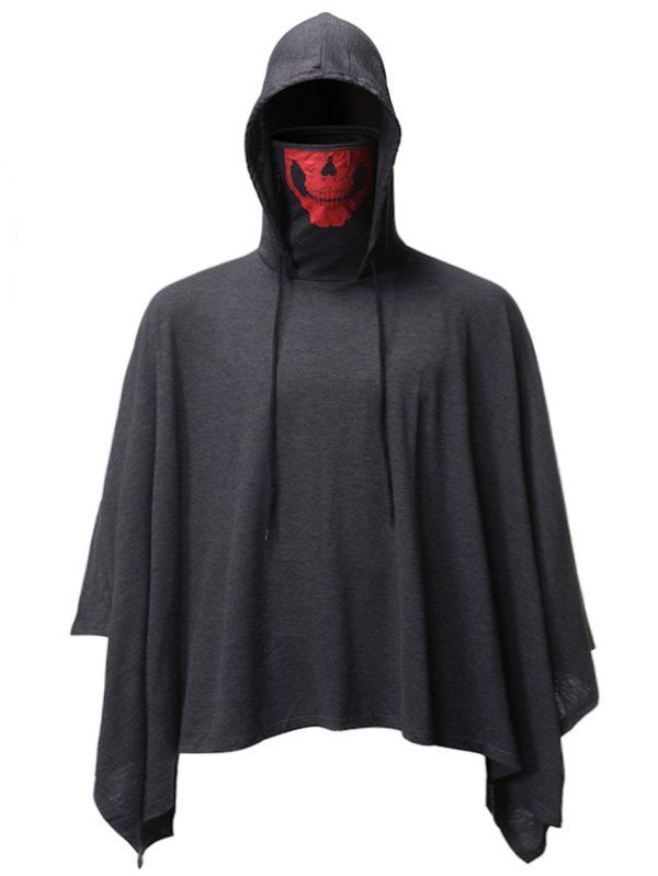 [47% OFF] 2019 Halloween Skull Mask Pullover Hooded Cloak In DARK GRAY ...