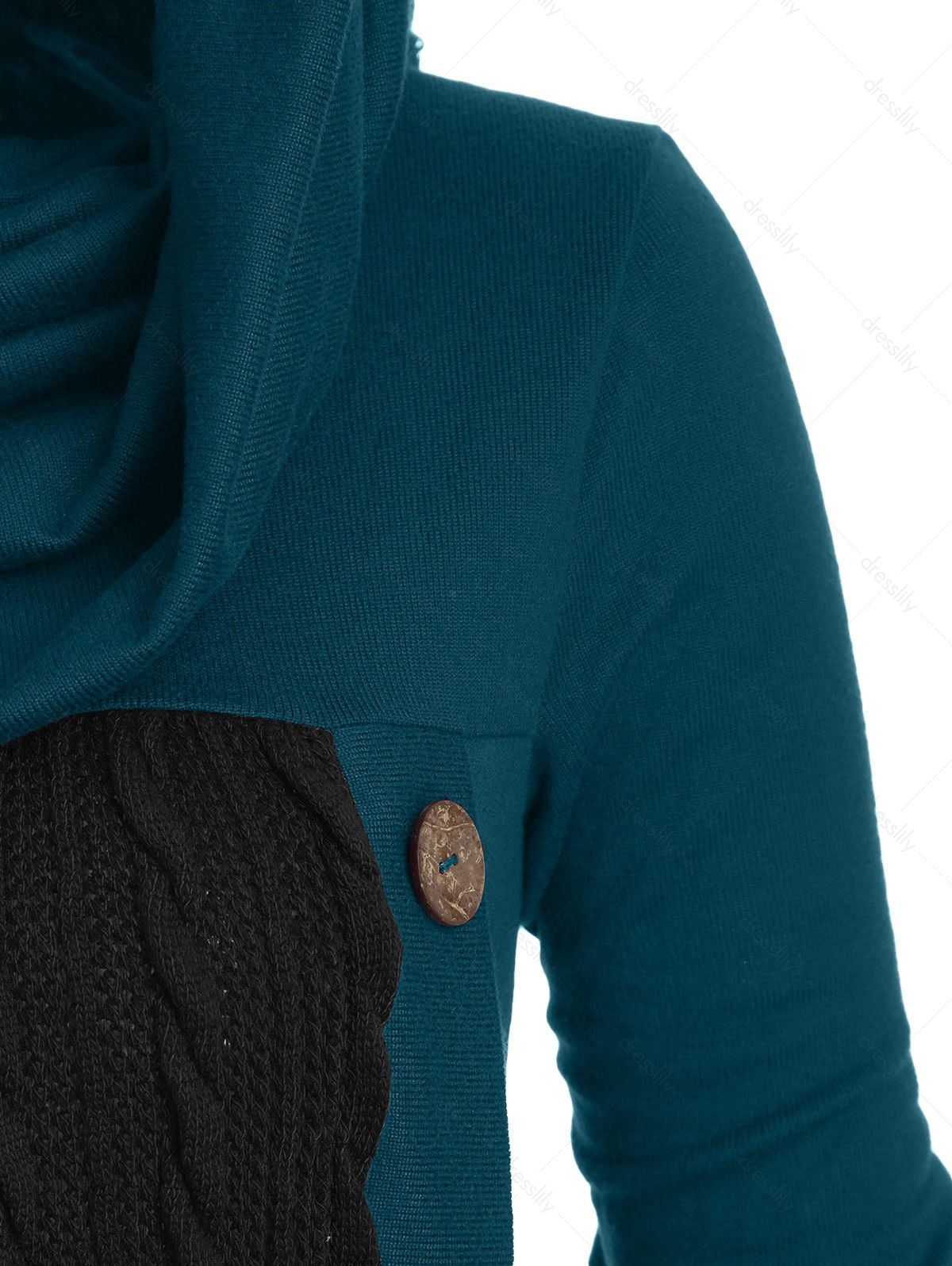 DressLily.com: Photo Gallery - Cowl Neck Mock Button Cable Knit Knitwear