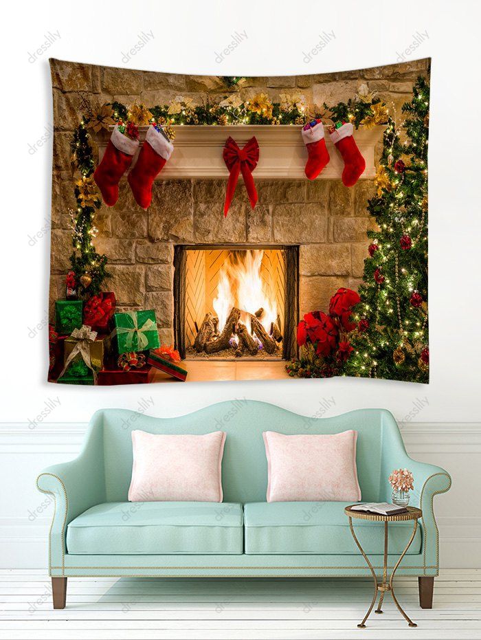 DressLily.com: Photo Gallery - Christmas Tree Gifts Fireplace Print ...
