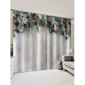 [30% OFF] 2025 2 Panels Christmas Tree Branch Wood Grain Pattern Window ...