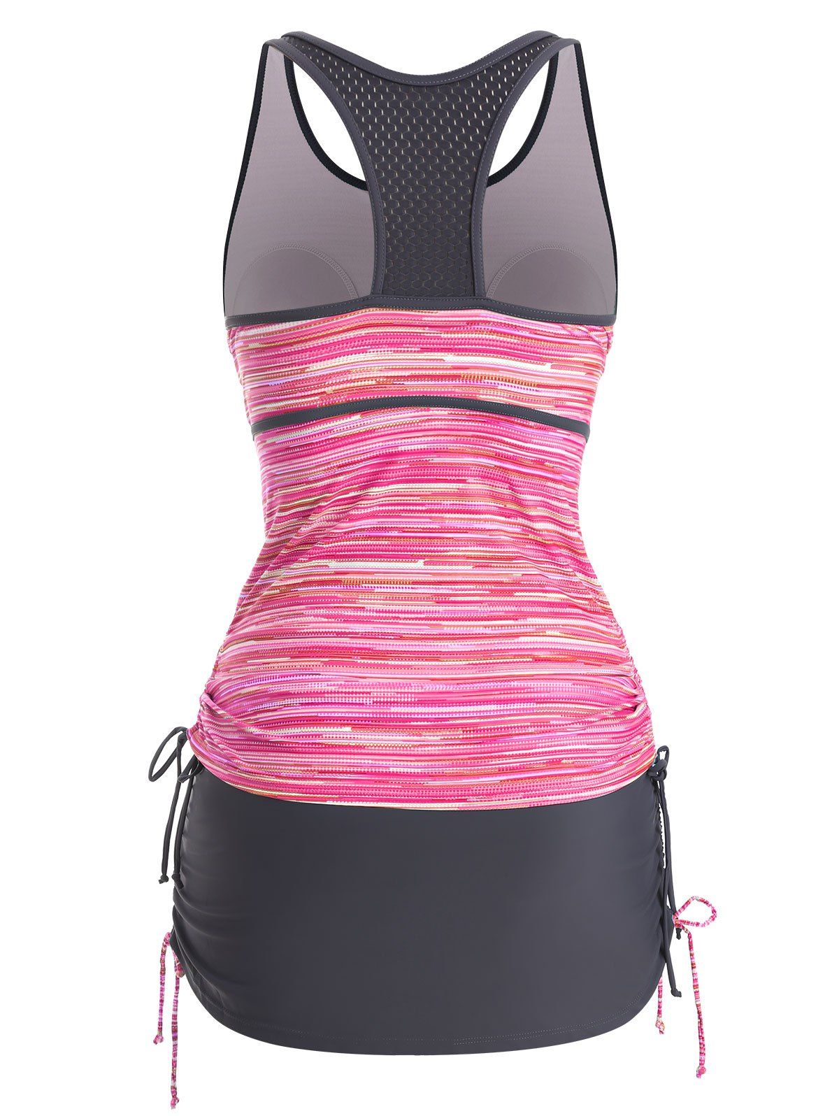 [25 Off] 2020 Plus Size Perforated Racerback Front Zip Tankini