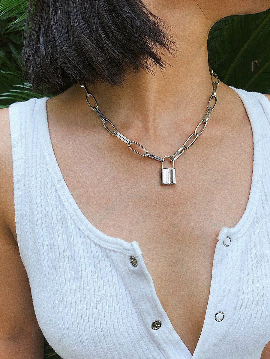 [35% OFF] 2021 Lock Pendant Punk Style Chain Necklace In SILVER | DressLily