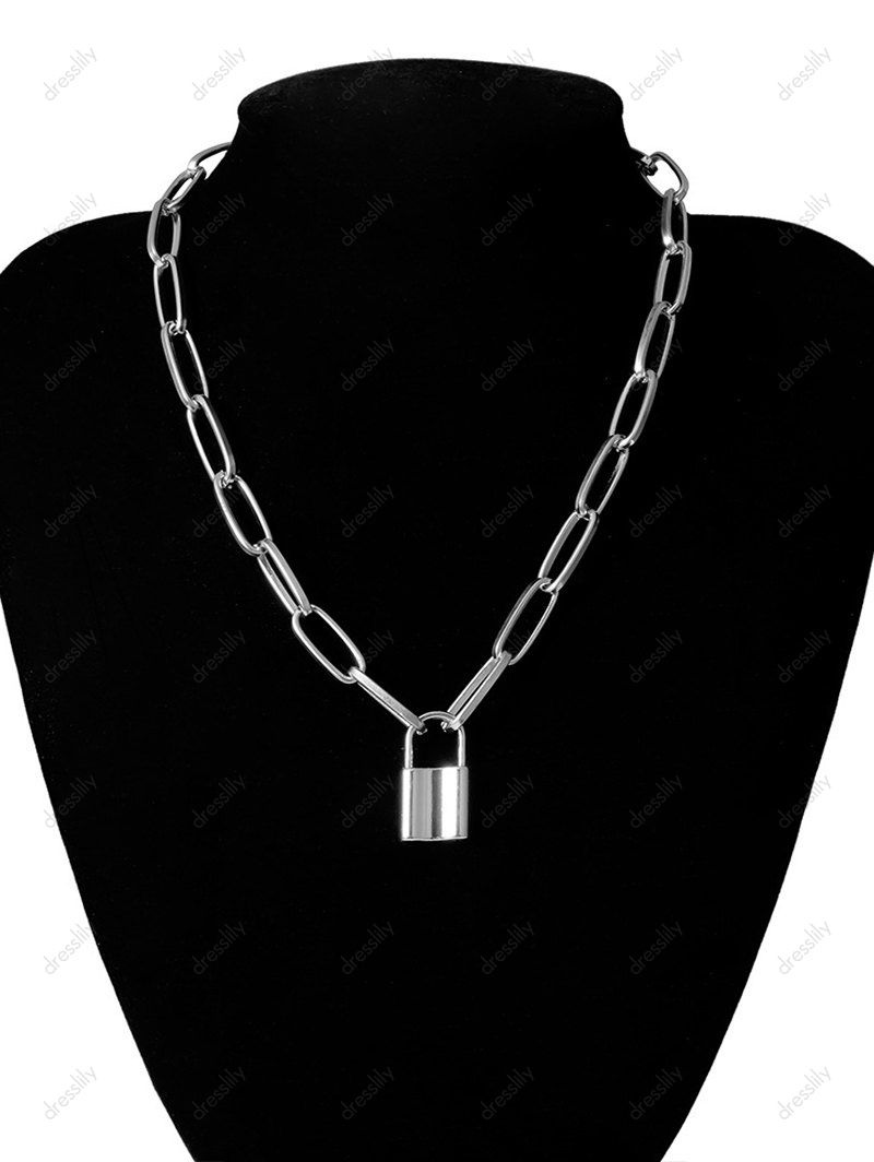 [35% OFF] 2021 Lock Pendant Punk Style Chain Necklace In SILVER | DressLily