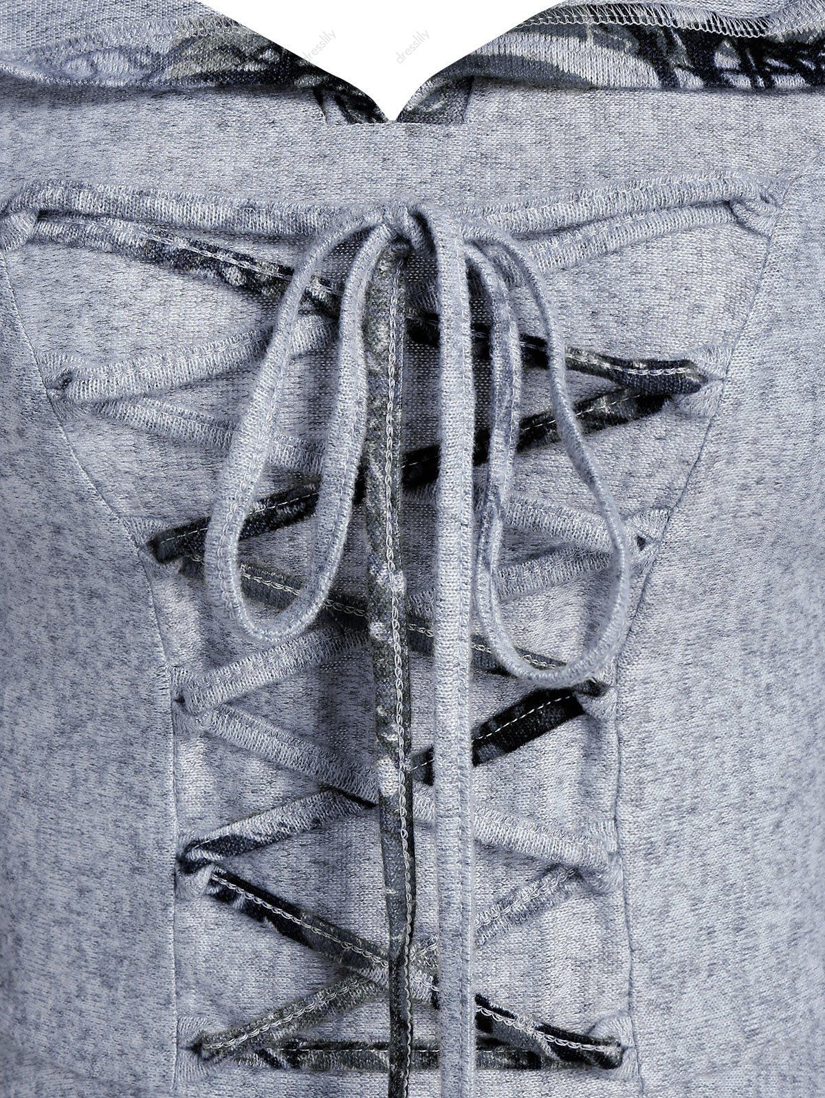 [23% OFF] 2020 Hooded Tree Root Print Lace-up High Low Dress In BLACK ...