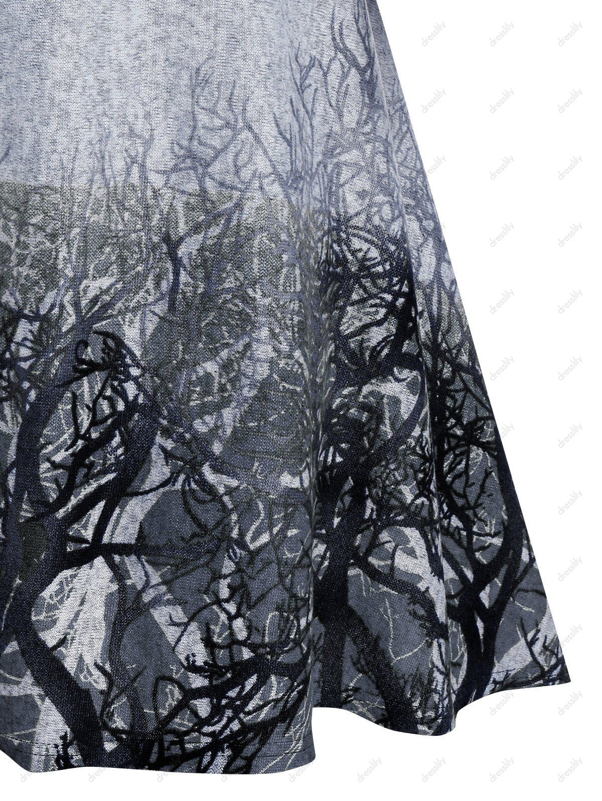 [23% OFF] 2020 Hooded Tree Root Print Lace-up High Low Dress In BLACK ...