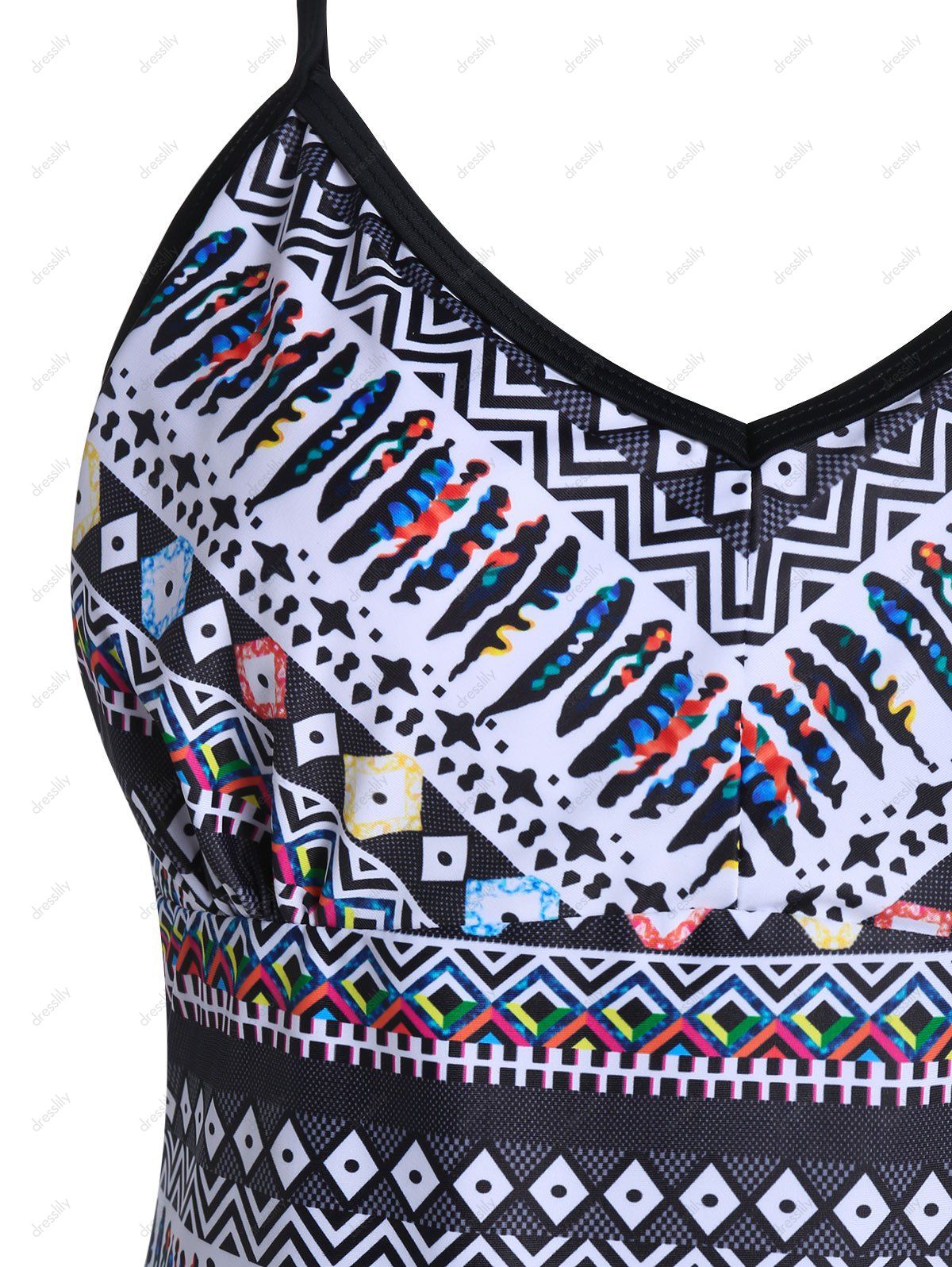 [53% OFF] 2020 Ethnic Geometric Print Padded Tankini Swimwear In ...