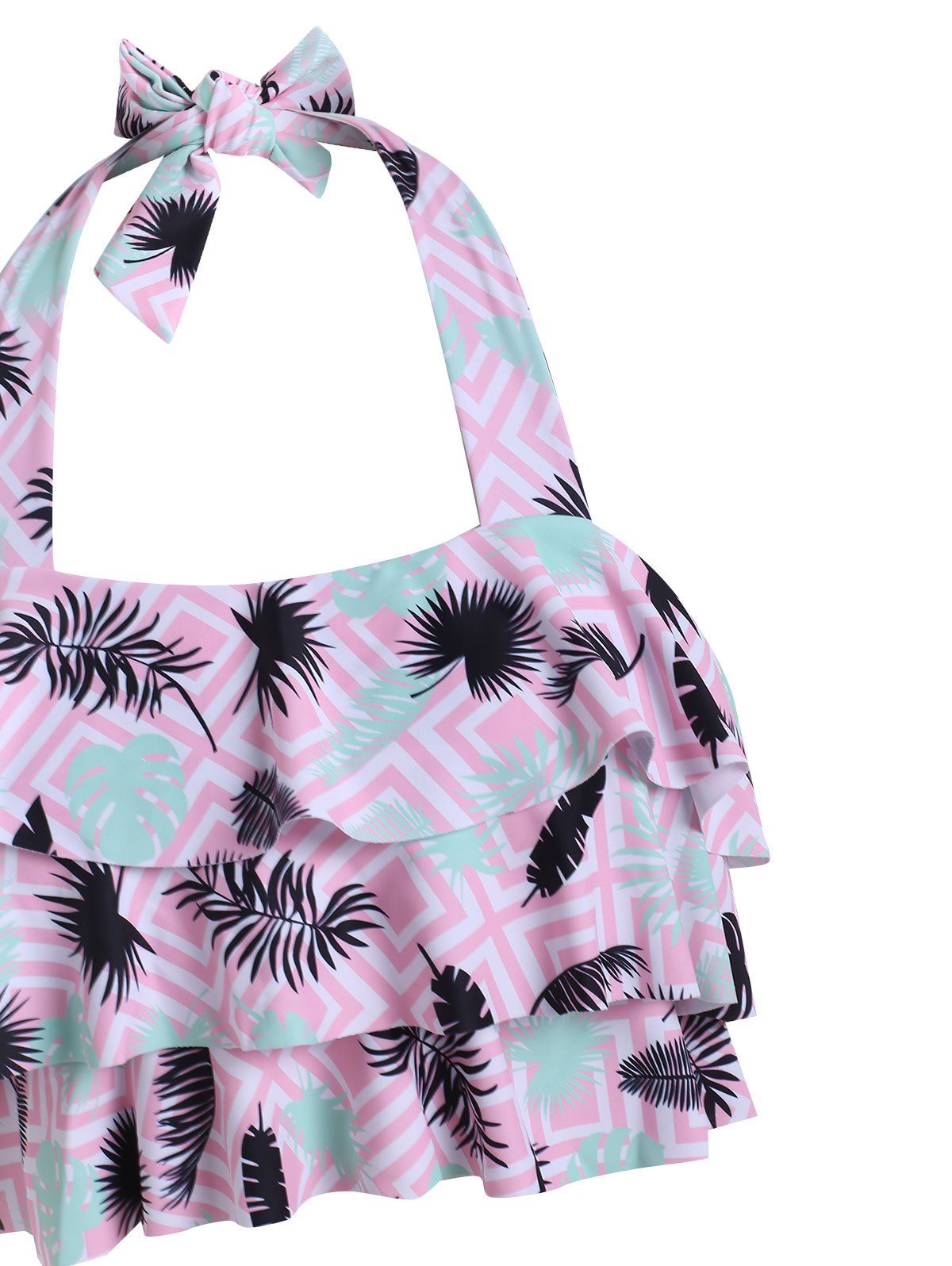 [35% OFF] 2020 High Waisted Layered Flounces Tiger Leaves Print Tankini ...