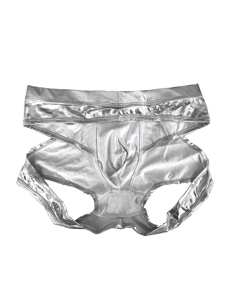 [32% OFF] 2020 Sexy Bulge Pouch Leather Backless Boxers In SILVER ...