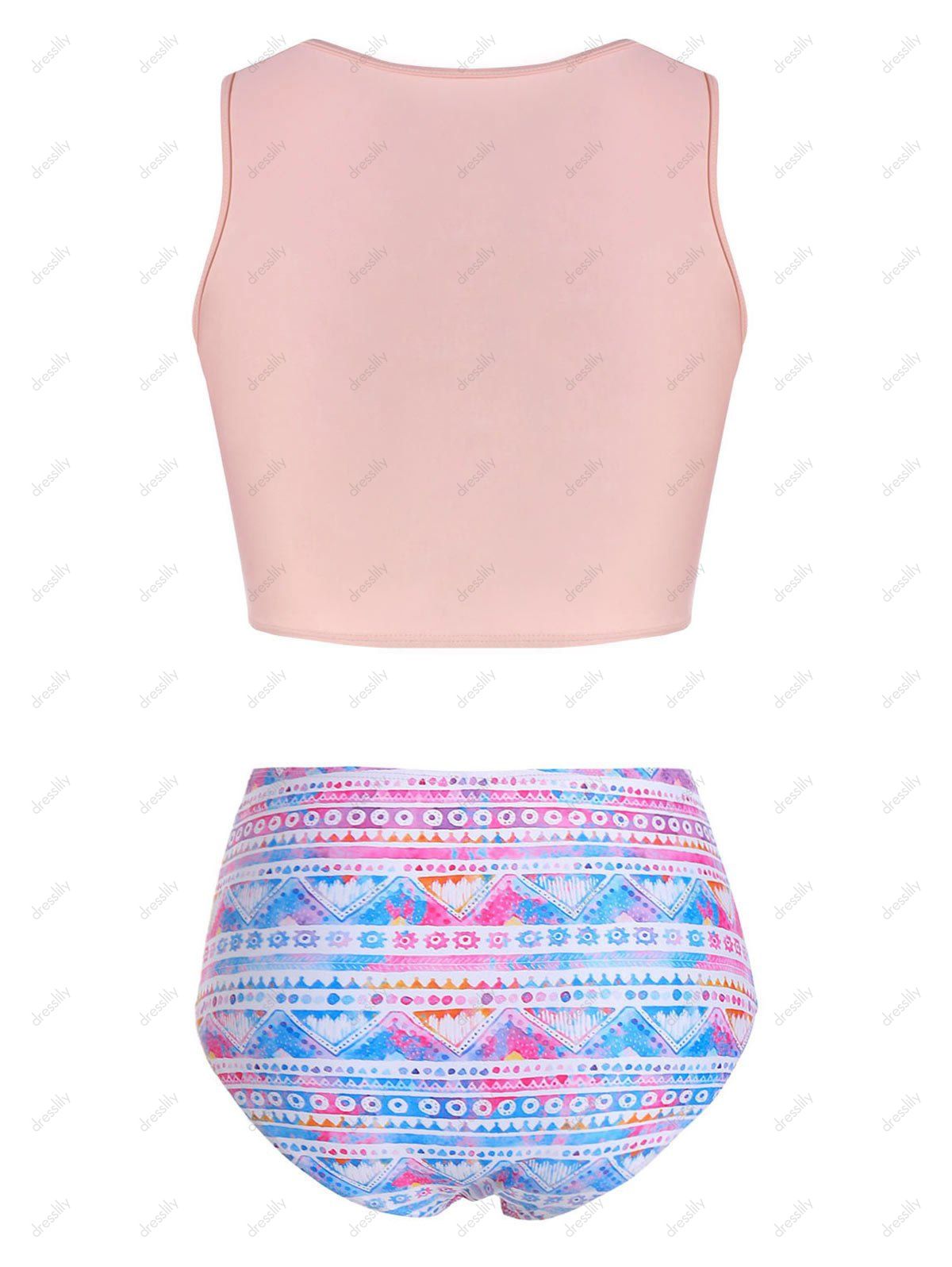 [65% OFF] 2022 Printed Twist Hem Padded Tankini Swimwear In ROSE ...