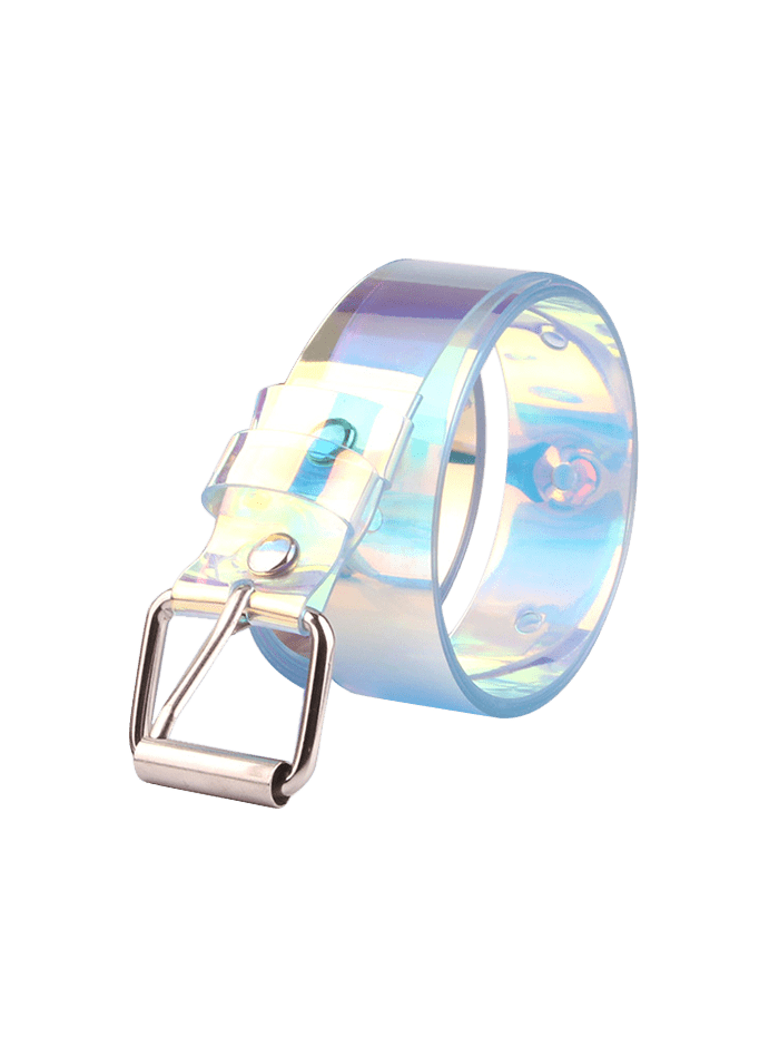 [27% OFF] 2020 Square Buckle Transparent Hologram Belt In SILVER ...