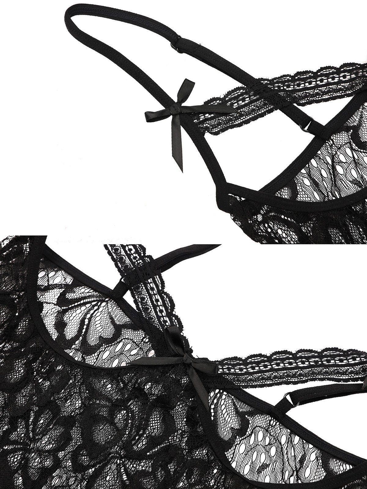 [23 Off] 2020 Crotchless Open Cup Lace Lingerie Teddy In Black Dresslily