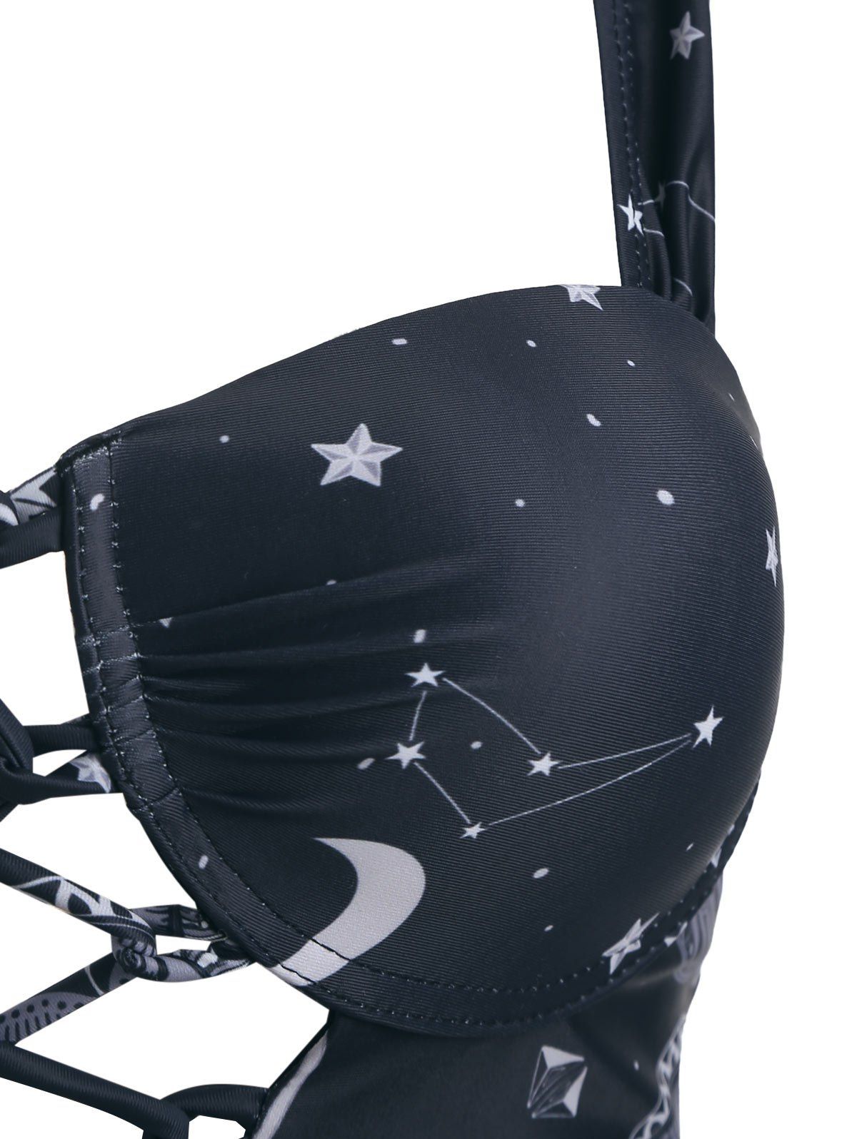 [25% OFF] 2020 Sun Moon Star Print Lace Up Tummy Control Tankini ...