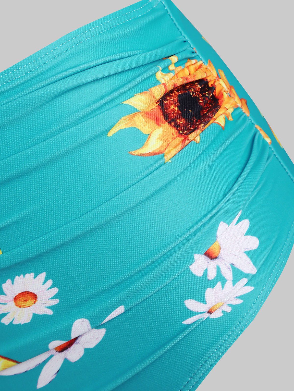 [51% OFF] 2020 Striped Sunflower Print One Shoulder Tummy Control ...