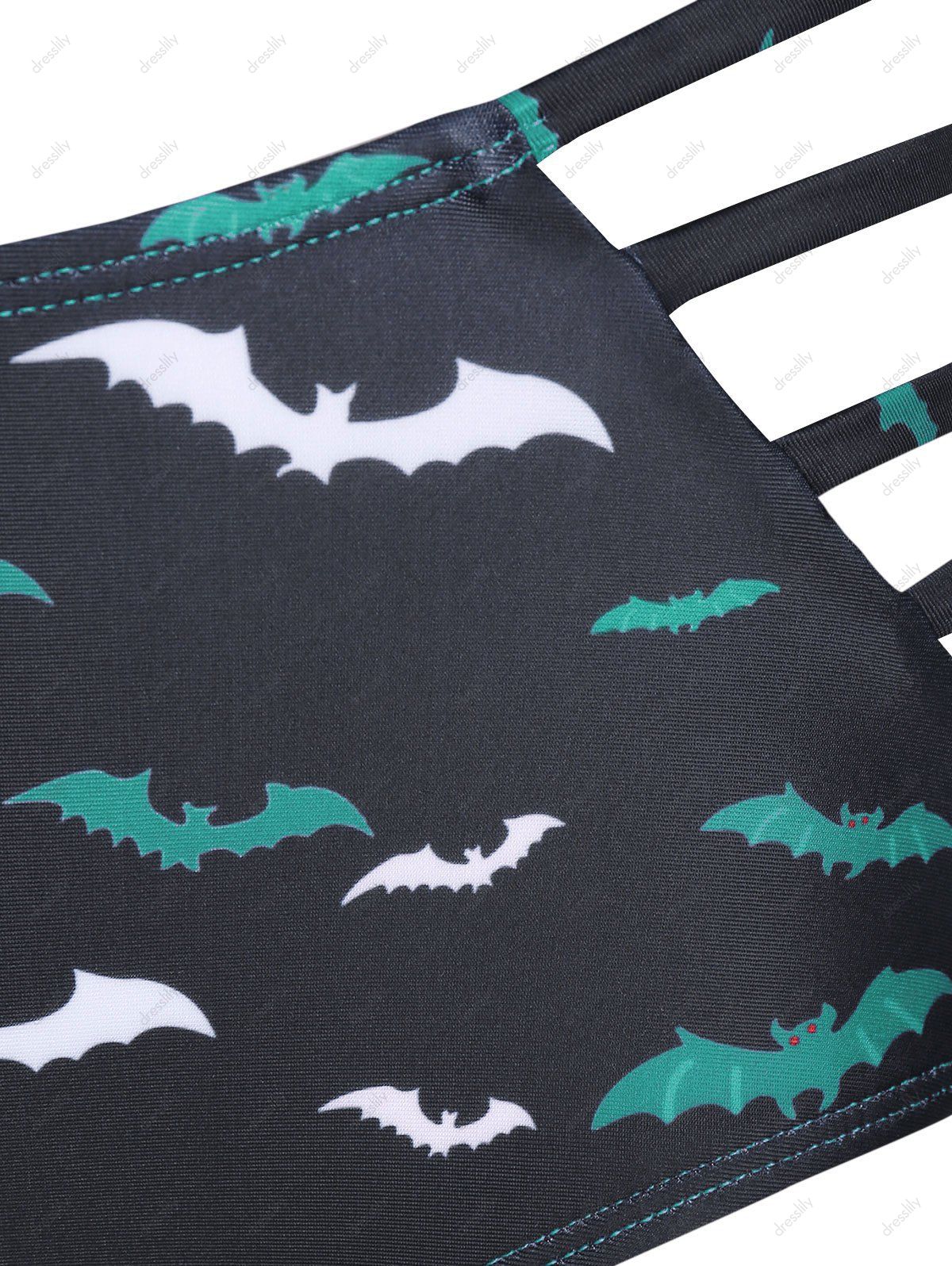 [32% OFF] 2021 Bat Print Lace-up Crossover Bikini Swimwear In TURQUOISE ...