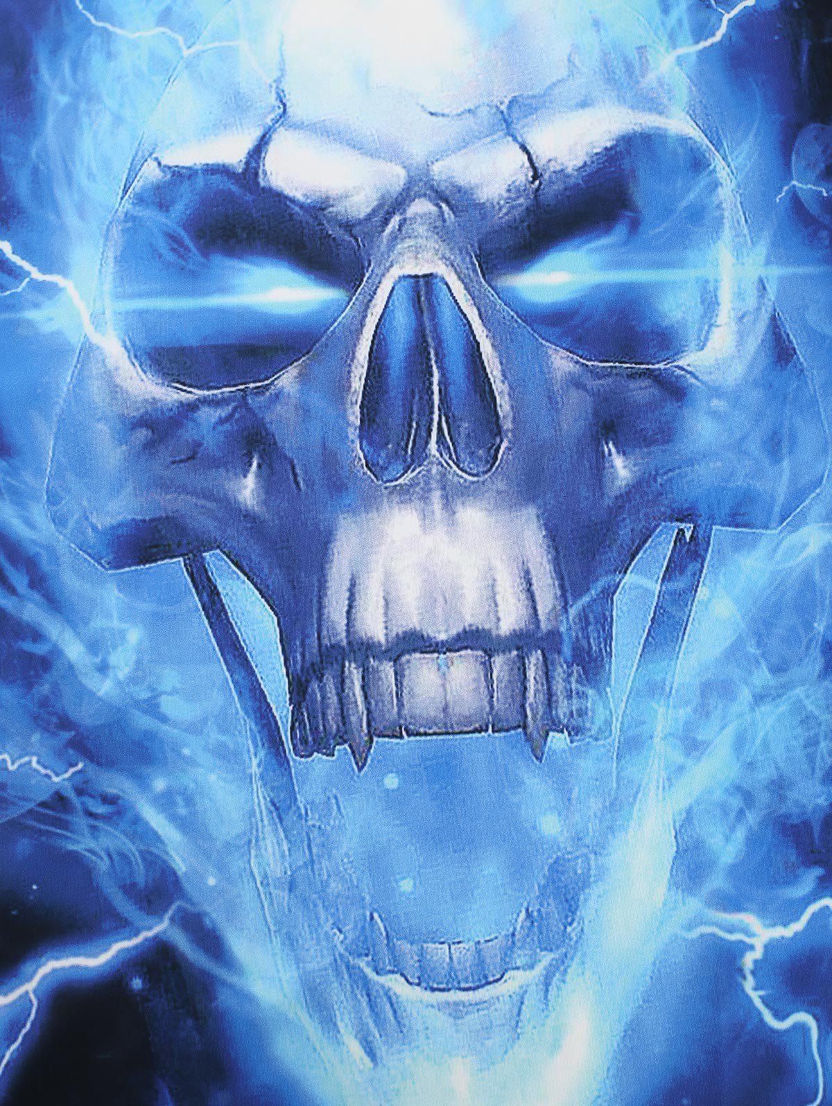 [24% OFF] 2020 Lightning Skull 3D Print Basic T Shirt In BLUEBERRY BLUE ...