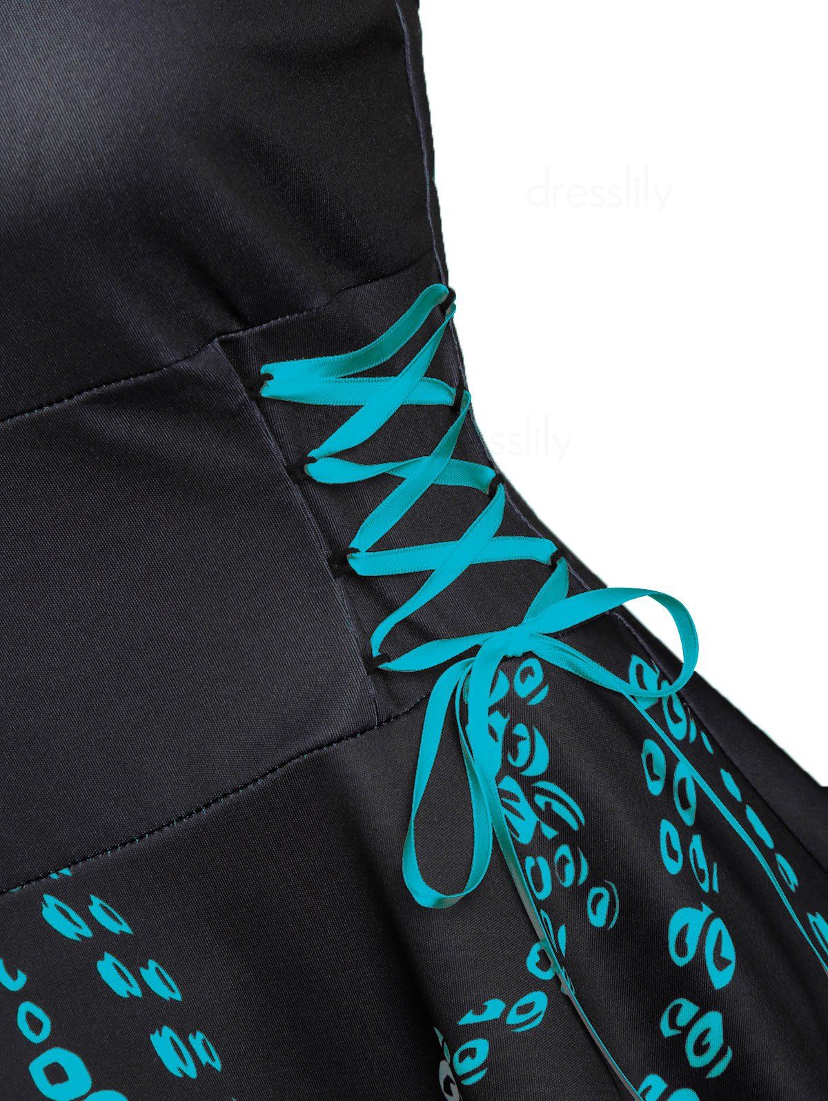[42% OFF] 2021 High Low Lace Up Octopus Print Cami Dress In TURQUOISE ...