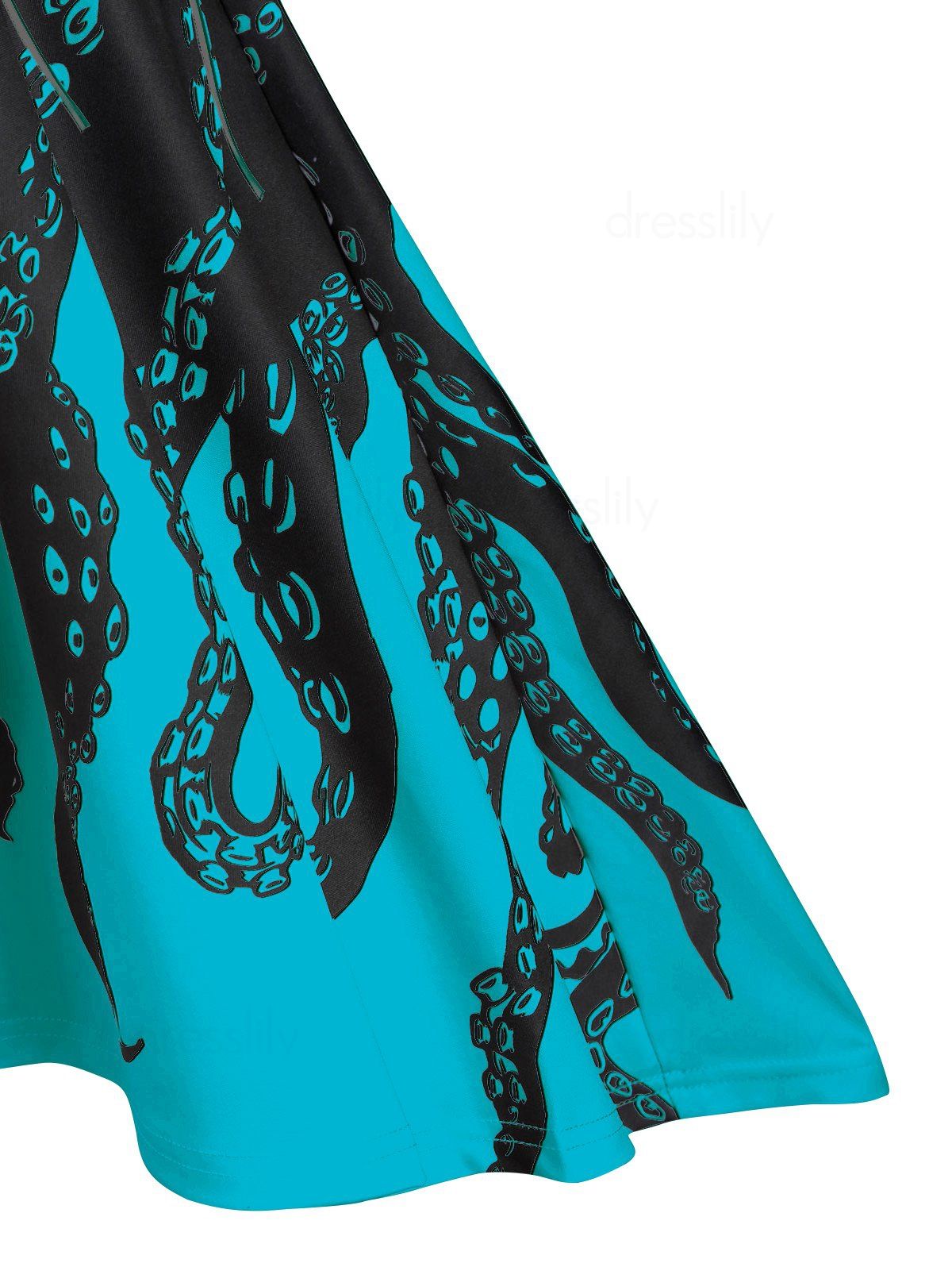 [42% OFF] 2021 High Low Lace Up Octopus Print Cami Dress In TURQUOISE ...