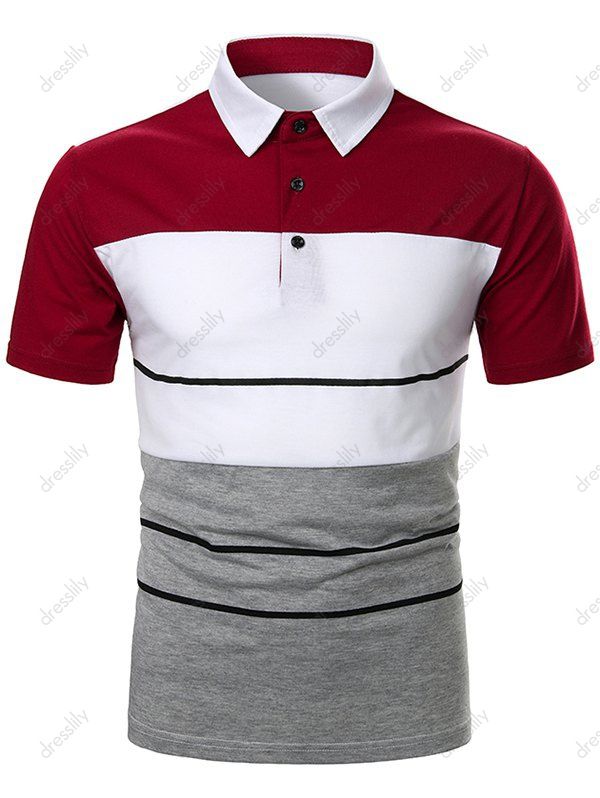 [32% OFF] 2021 Quarter Button Contrast T-shirt In RED | DressLily