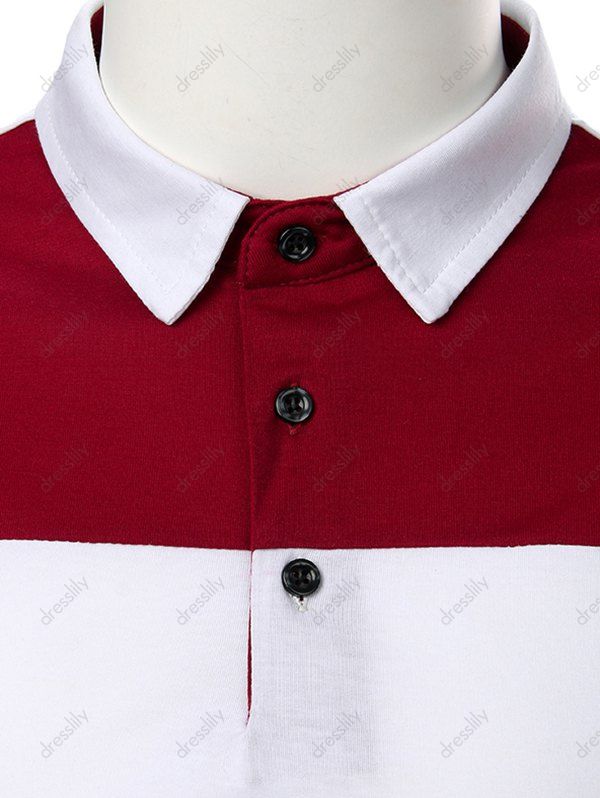 [32% OFF] 2021 Quarter Button Contrast T-shirt In RED | DressLily