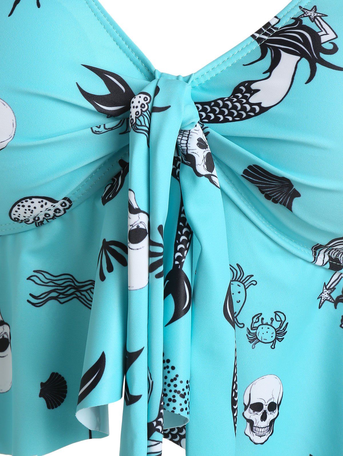 [44% OFF] 2020 Skull Mermaid Print Bowknot Skirted Tankini Swimwear In ...
