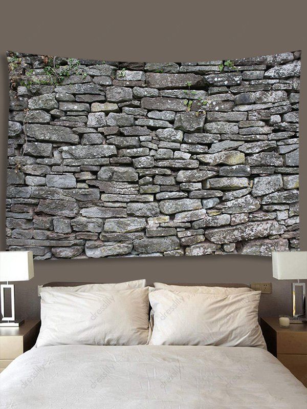 [26% OFF] 2020 Stone Wall Print Home Decor Tapestry In Multicolor Z ...