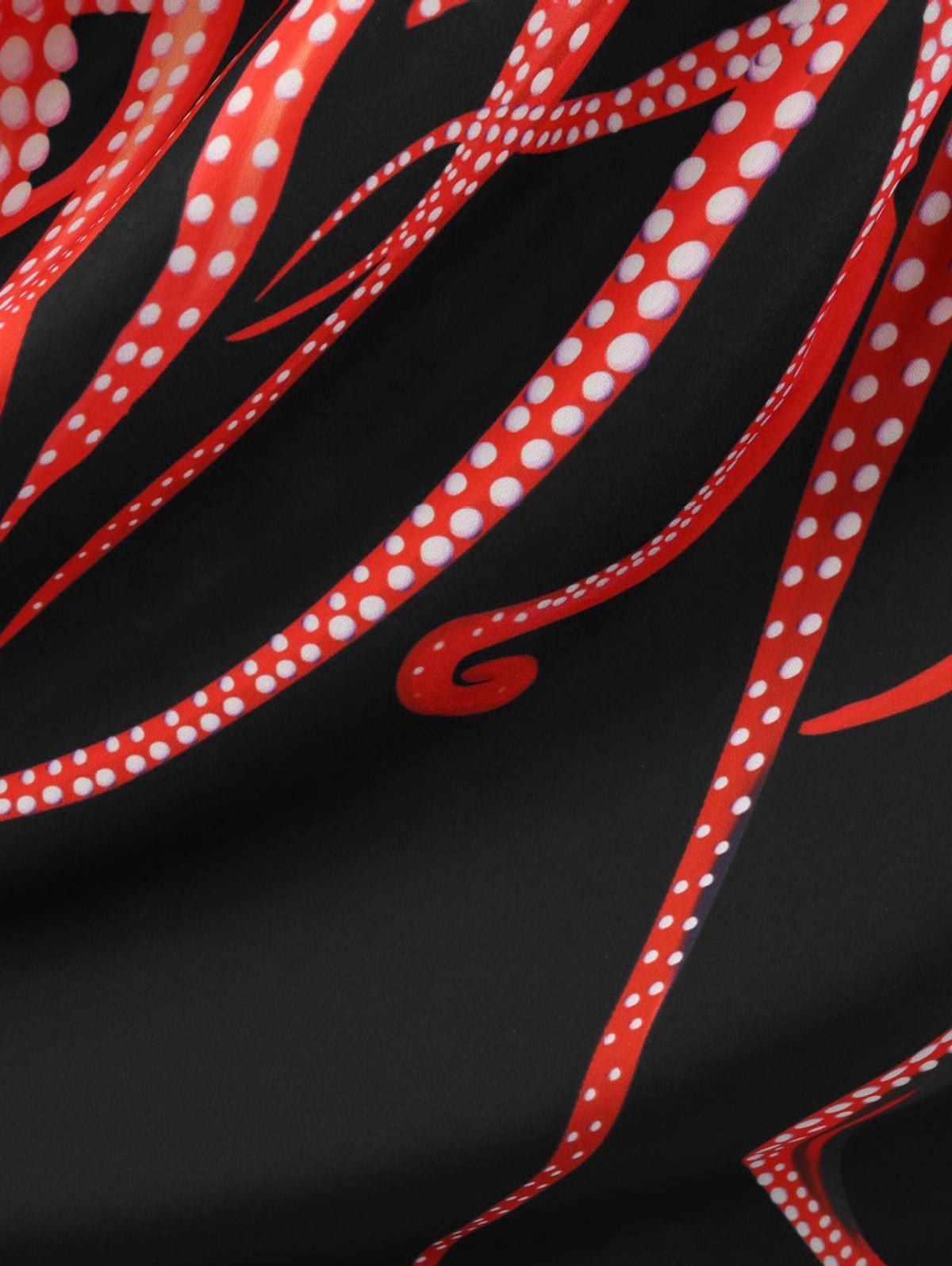 [28% OFF] 2021 Dual V Neck Octopus Print Retro Midi Dress In RED ...