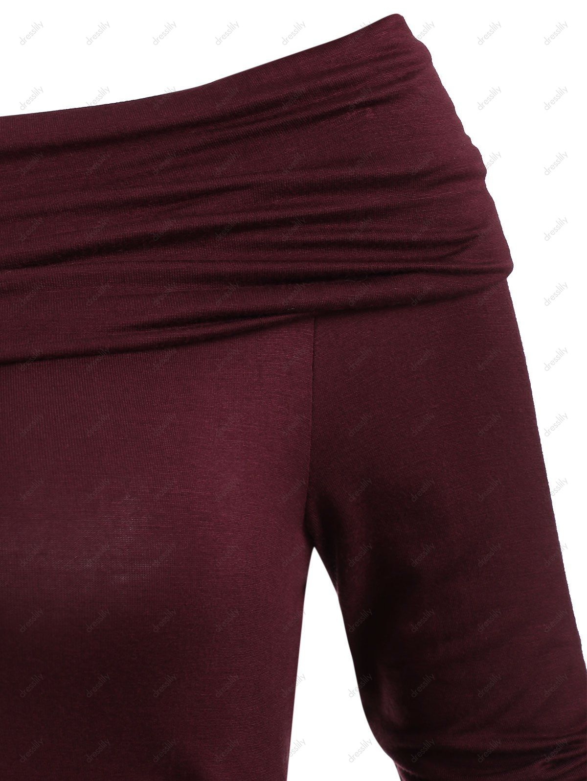 [36% OFF] 2020 Off Shoulder Foldover Cinched T-shirt In DEEP RED ...