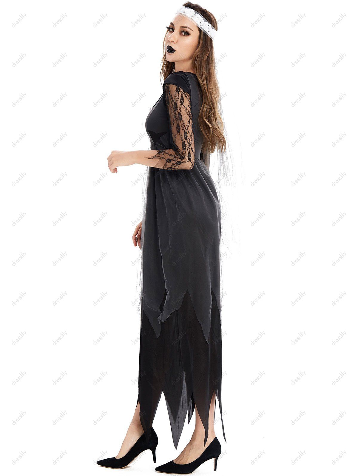 [26% OFF] 2021 Gothic Halloween Zombie Bride Costume In BLACK | DressLily