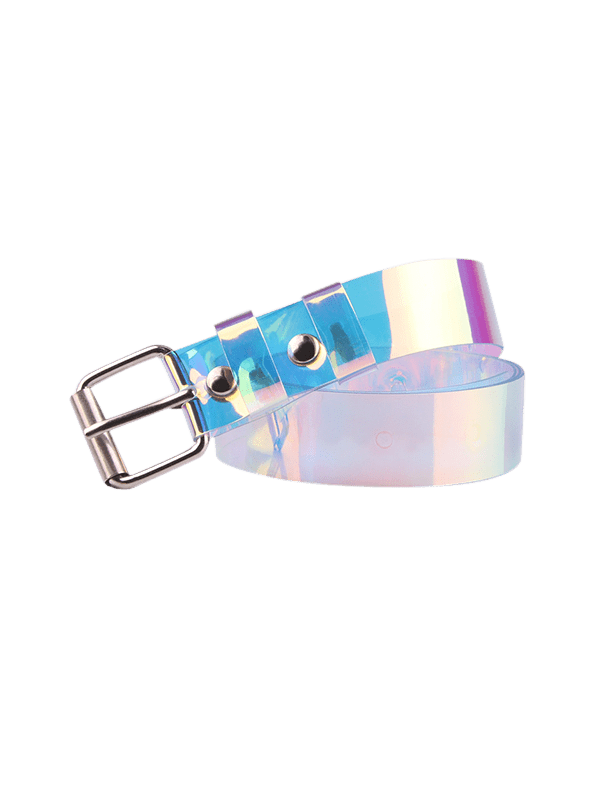 [74% OFF] 2020 Square Buckle Transparent Holography Belt In SILVER ...