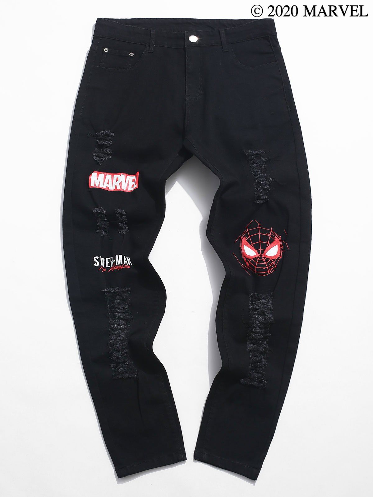 [36% OFF] 2021 Marvel Spider-Man Pattern Destroyed Design Jeans In ...