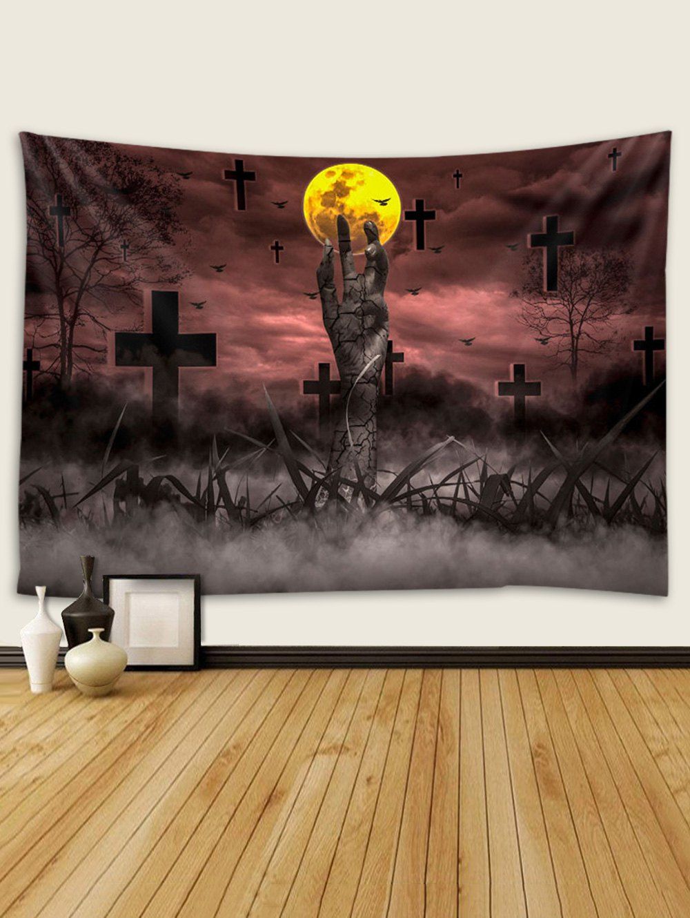 [44% OFF] 2020 Halloween Terror Night Cemetery Pattern Wall Hanging ...