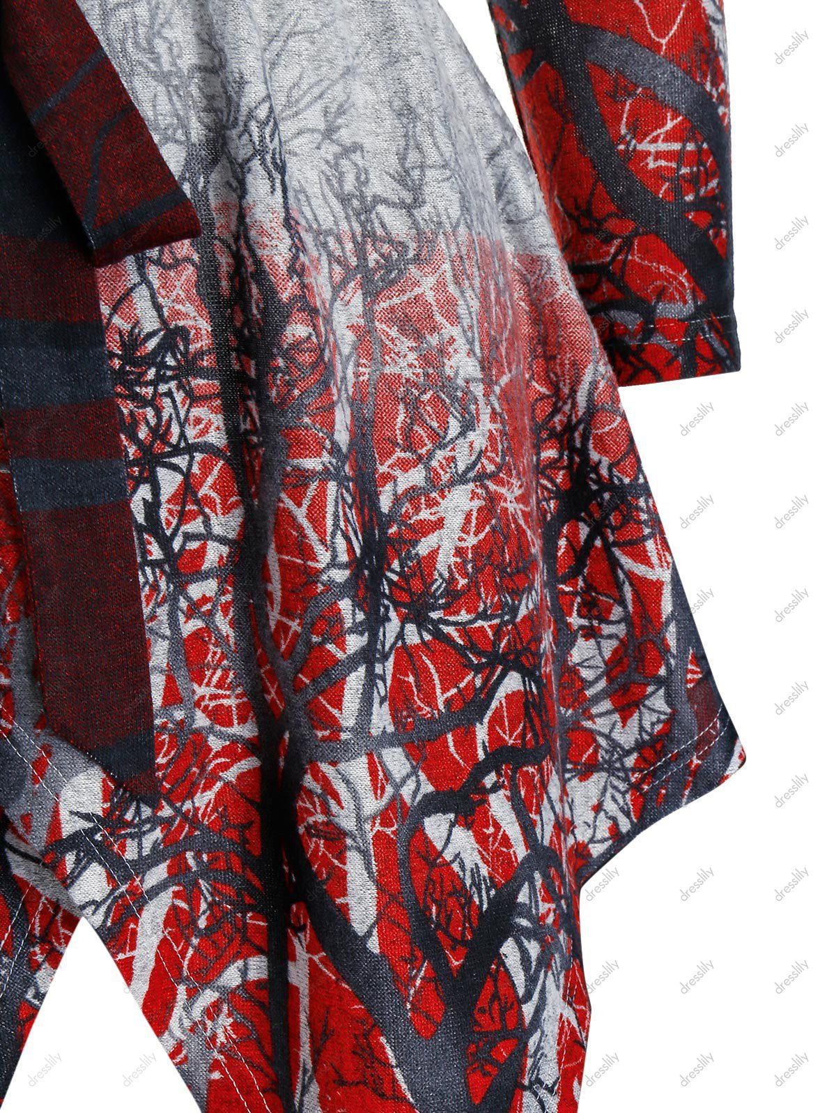 [45% OFF] 2021 Tree Print Hooded Belted Cardigan In Multicolor A ...