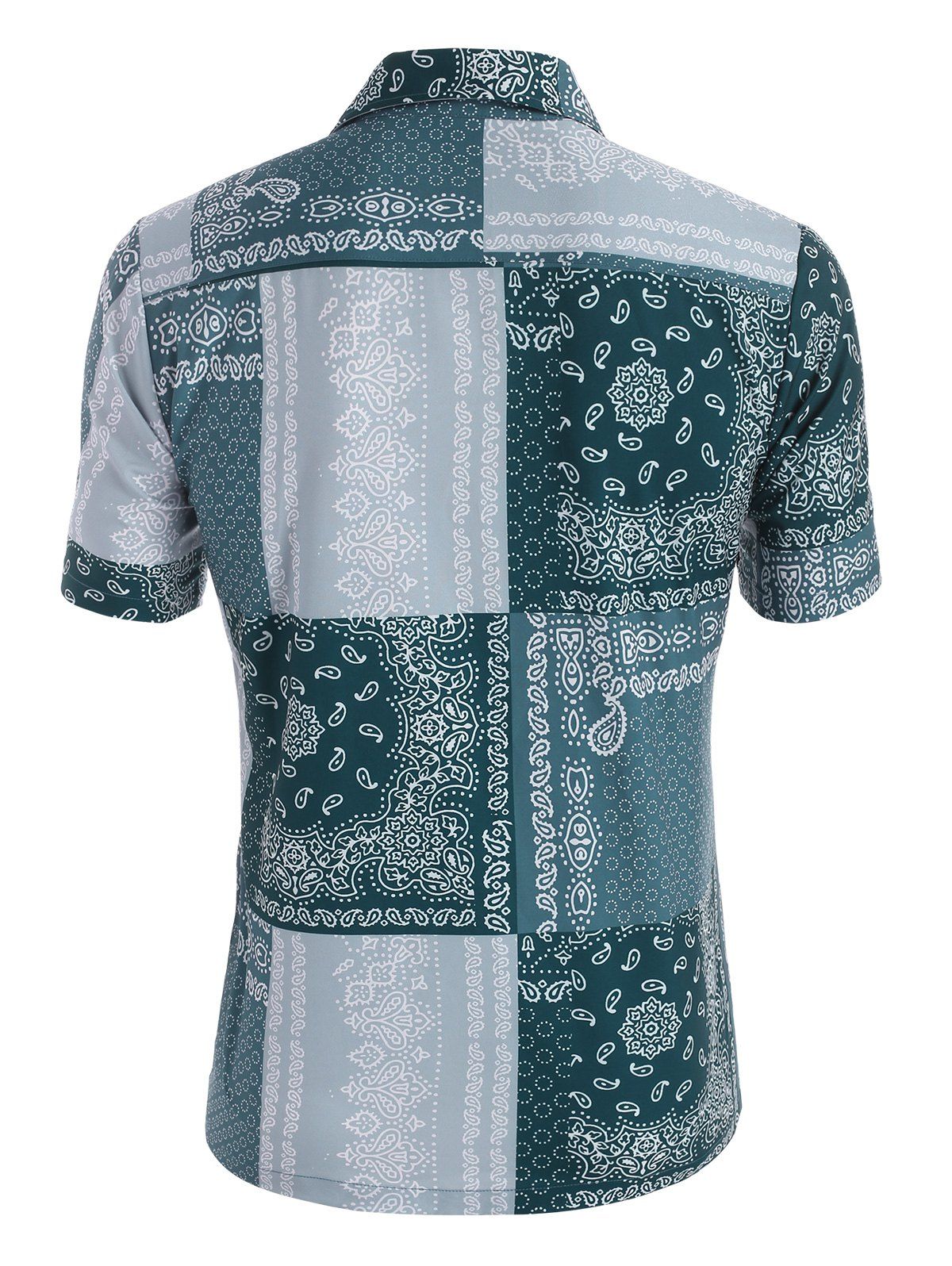 [35% OFF] 2021 Bandana Patchwork Button Up Shirt In LIGHT BLUE | DressLily