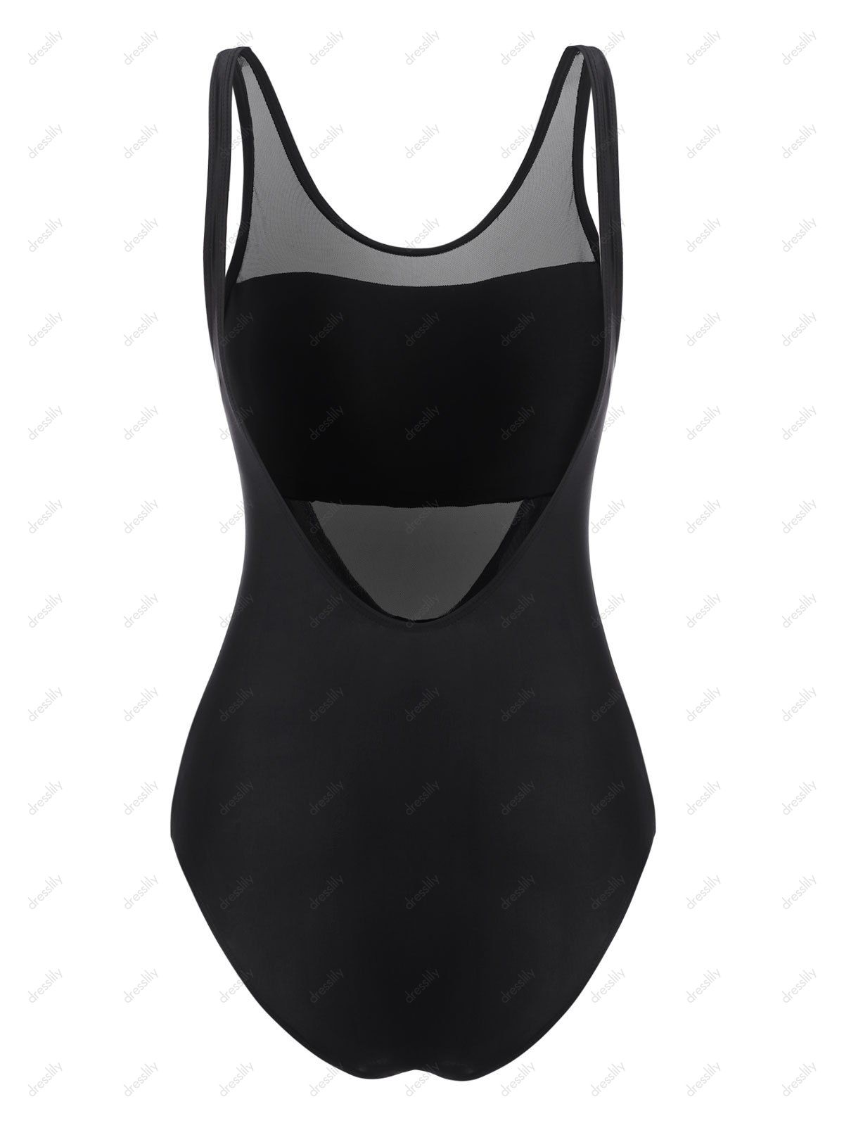 [30% OFF] 2021 Mesh Insert Backless One-piece Swimsuit In BLACK | DressLily