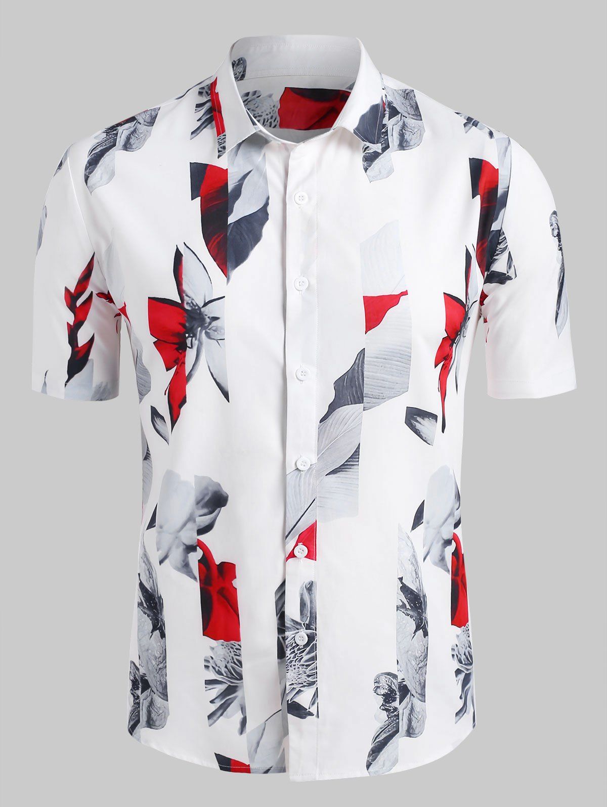 [32% OFF] 2021 Button Up Flower Pattern Shirt In WHITE | DressLily