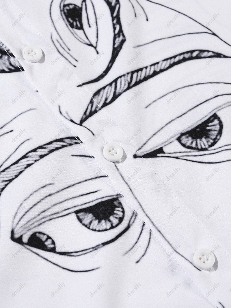 [34% OFF] 2021 Figure Drawing Print Button Up Shirt In WHITE | DressLily