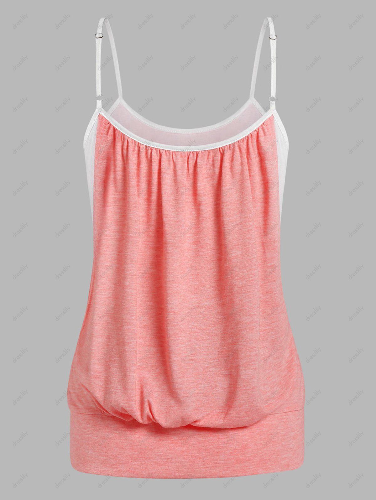 [23% OFF] 2021 Heathered Faux Twinset Blouson Cami Top In LIGHT PINK ...