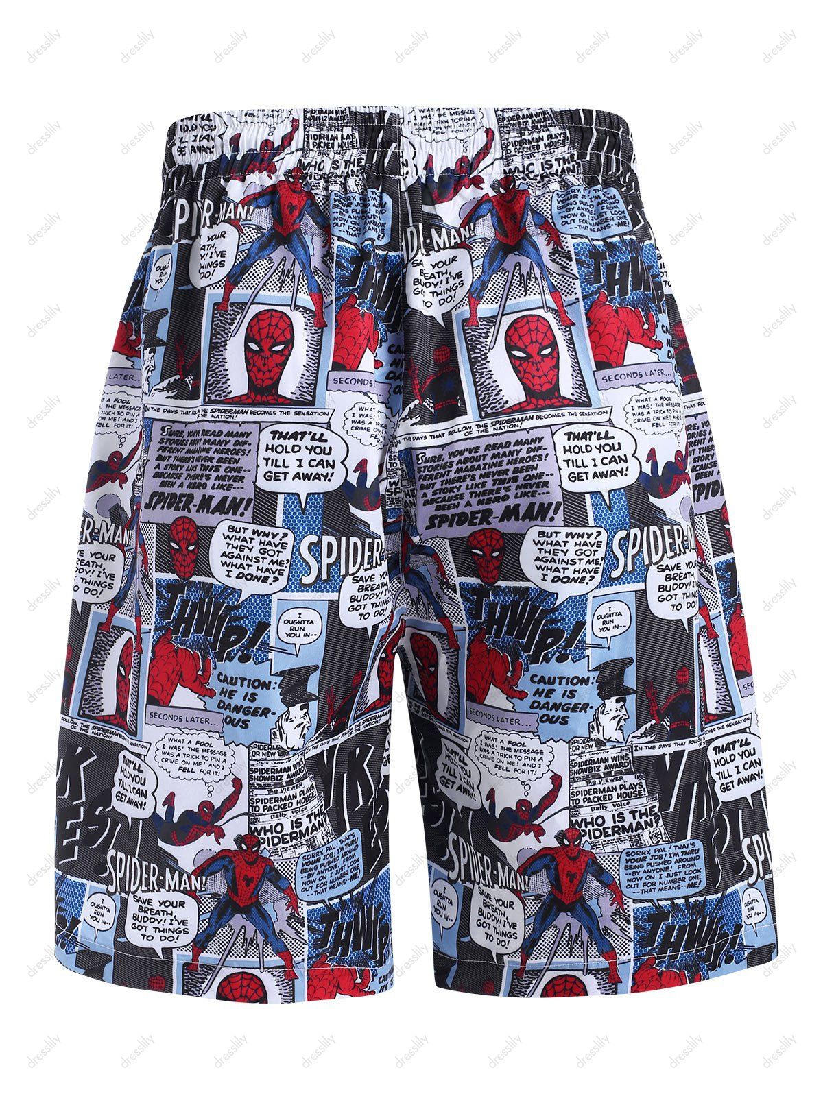 [32% OFF] 2021 Marvel Spider-Man Comics Pattern Shorts In BLUE GRAY ...