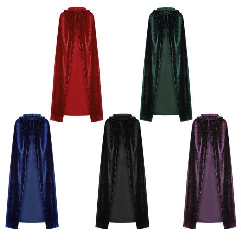 2019 Hooded Collar Cloak Halloween Costume Solid Color Velour Cape In ...