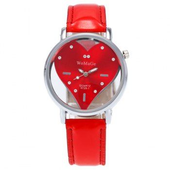 [17% OFF] 2025 Rhinestone Heart Adorn Quartz Watch In RED | DressLily