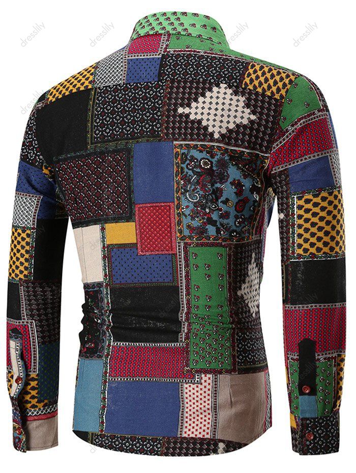 DressLily.com: Photo Gallery - Button Up Ethnic Geometric Print Shirt