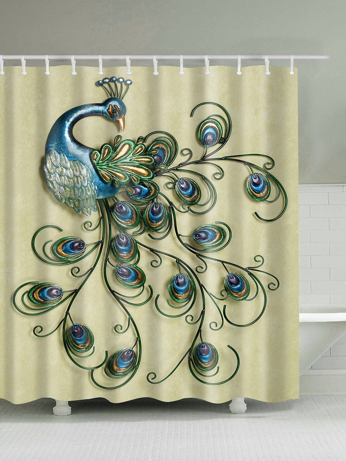 41 Off 2021 Waterproof Decor Peacock Shower Curtain In Colormix Dresslily