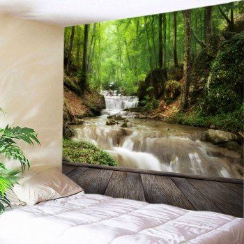 [41% OFF] 2025 Forest Stream Print Tapestry Wall Hanging Art Decor In ...