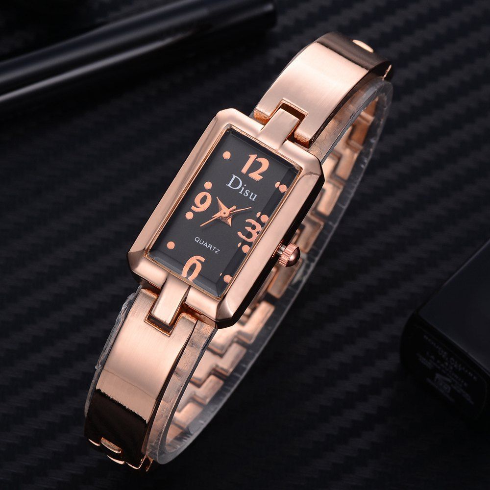 2018 DS044 Women Rectangular Face Metal Quartz Bracelet Wrist Watch ...