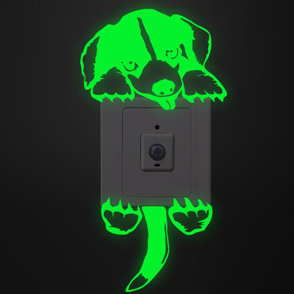 [41% OFF] 2021 Cute Dog Luminous Light Switch PVC Wall Sticker In CREAM ...